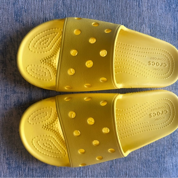 CROCS | Shoes | Crocs Comfort Slides Yellow Size W8 M6 | Poshmark